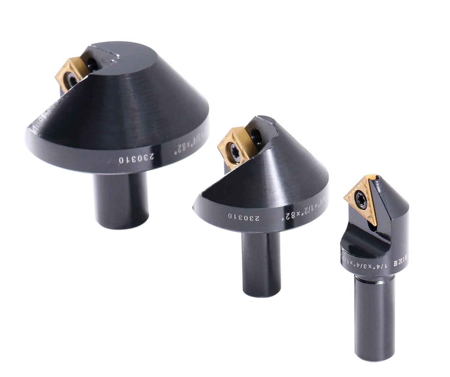 Accusize Industrial Tools, 1/4'', 1/2'' and 1-1/4'' 82 Degree Indexable Carbide Countersinks, 0046-0982