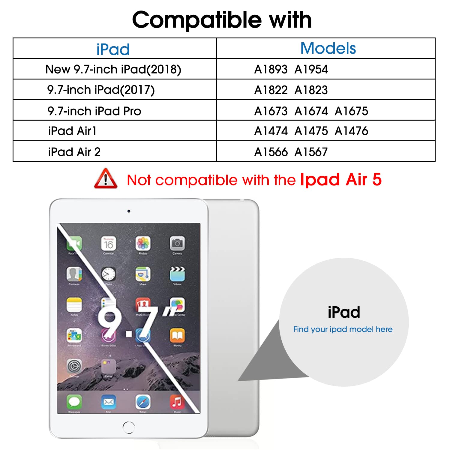 amFilm Glass Screen Protector for iPad 9.7 6th Gen, 5th Gen, iPad Pro 9.7, iPad Air, Air 2, Tempered Glass, Apple Pencil Compatible, 1 Pack