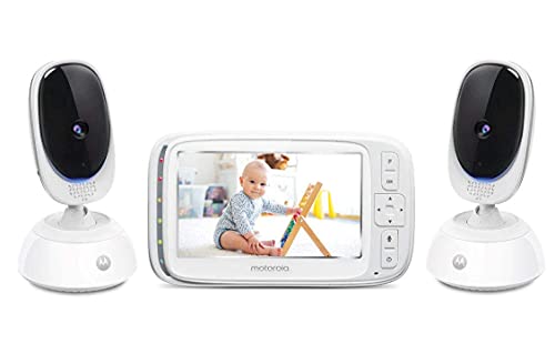 Motorola Comfort75-2 Video Baby Monitor - Infant Wireless Camera with Remote Pan, Digital Zoom, Temperature Sensor - 5 Inch LCD Color Screen Display with Night Vision (Renewed)