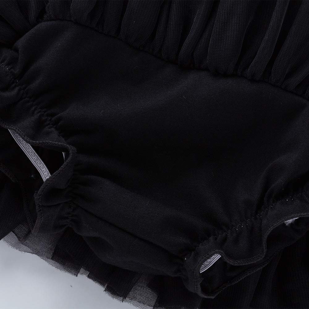 Anbaby Baby Girls Soft Tutu Skirt Toddler Ruffled Pants Diaper Cover Black 0-3M