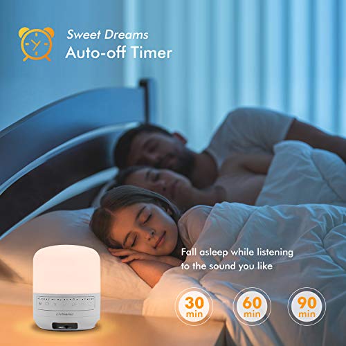 LiviNGPAi White Noise Machine with Adjustable Night Light, 35 High Fidelity Soothing Sounds, 0-100 Dimmable Color Changing Light, Portable Sleep Noise Maker Machine for Home, Office, Travel