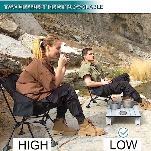 ATEPA Ultralight Camping Chair for Backpacking Hiking, Portable Compact Lightweight Folding Camp Chairs for Adults - Square Aluminum Frame with Anti-Sinking Feet for Beach Lawn Travel BBQ Outdoor