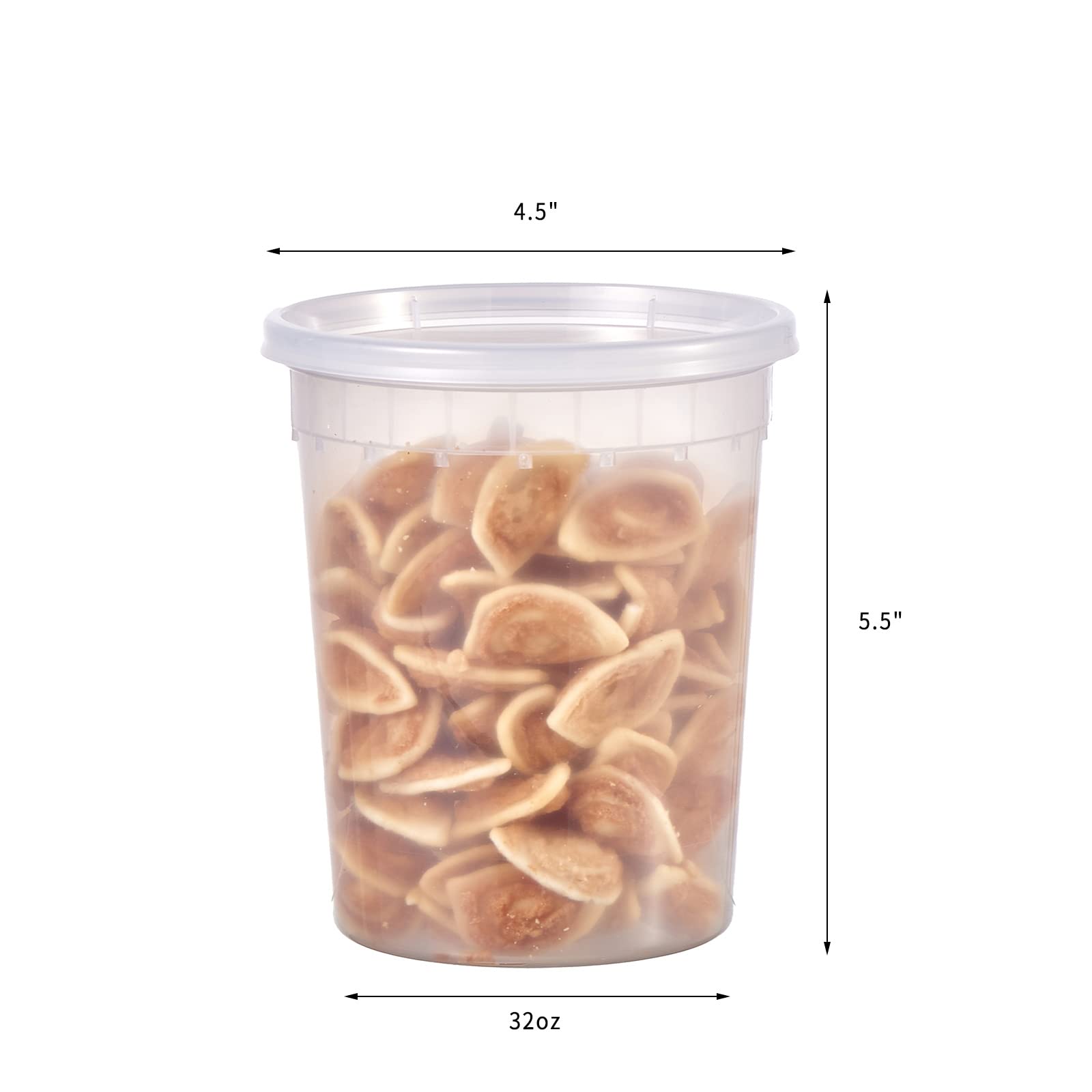 32oz Plastic Deli Containers, 24 Sets - Leakproof, Stackable, BPA Free, Microwavable, Freezer Safe