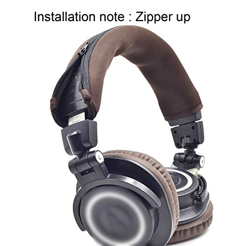 Defean Brown Headphone Protector Headband Fabric Compatible with Audio Technica M30 M40 M50 M50X M50S M40X Headphone(Brown Protector Headband)