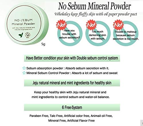 SoltreeBundle 2pcs No Sebum Mineral Powder 5g Korea Skincare with SoltreeBundle Oil Blotting Paper 50pcs