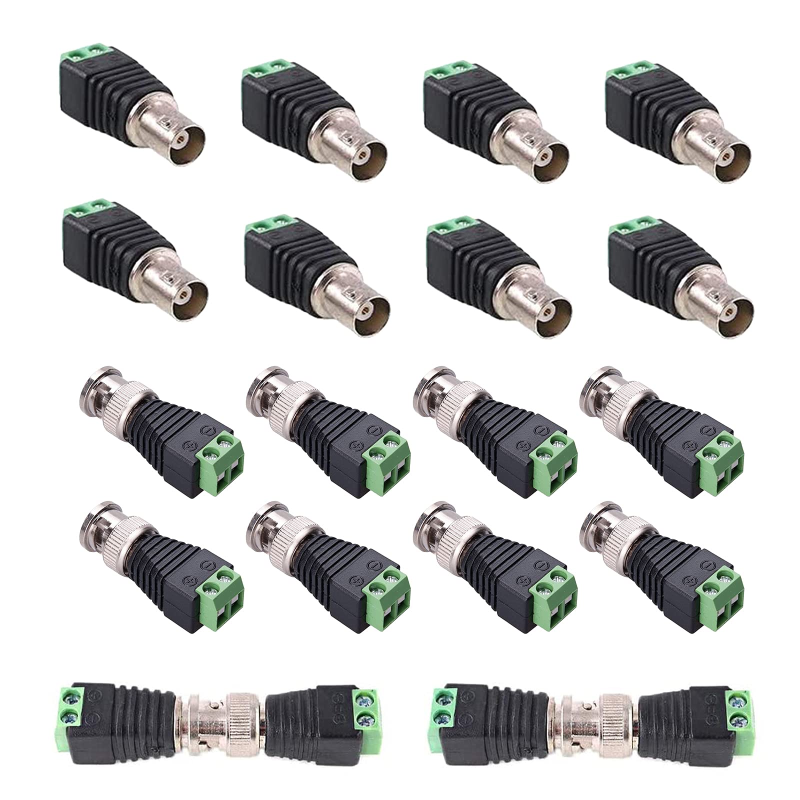 lkelyonewy BNC to Cat5e Adapter Male Connectors and Solderless Female Video Balun Connector,Screw Camera Terminal Plug for CCTV Surveillance Cable Ethernet Speaker