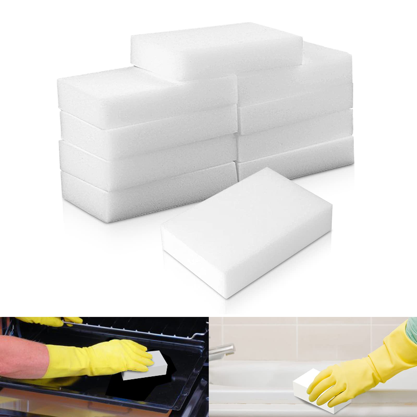 10Pcs Magic Sponge Eraser Sheets, Premium Melamine Foam Spongen Cleaner in Bulk, Not Easily Fall Apart, No Chemicals Added, No Scent. Extra Durable. Powerful Multi-Purpose Cleaning Products-Bathroom