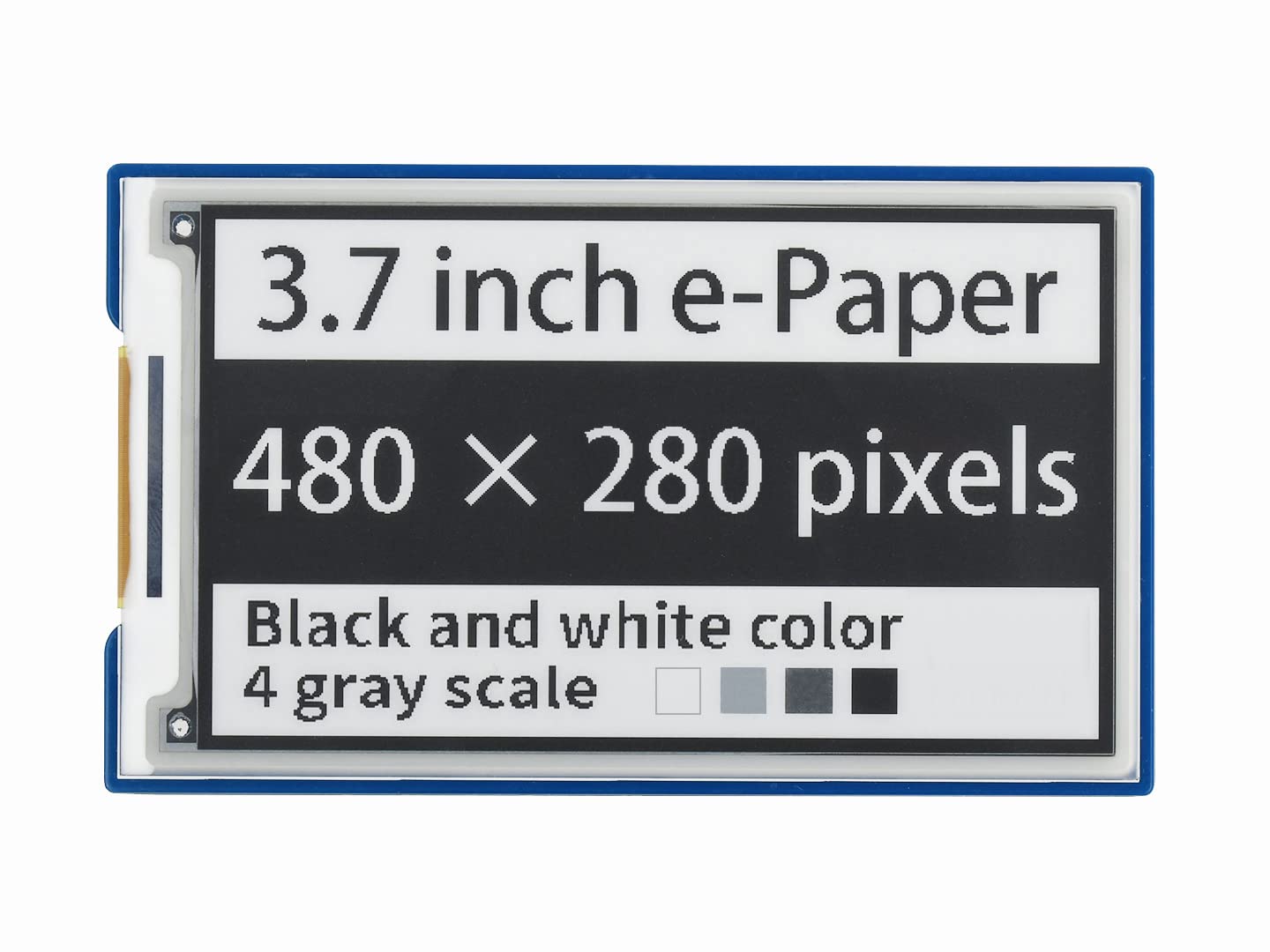 waveshare 3.7inch E-Paper E-Ink Display HAT Compatible with Raspberry Pi4B/3B+/3B/2B/B+/A+/Zero/Zero W/WH/Zero 2W 480×280 Pixels Black/White 4 Grey Scales SPI Interface Supports Partial Refresh
