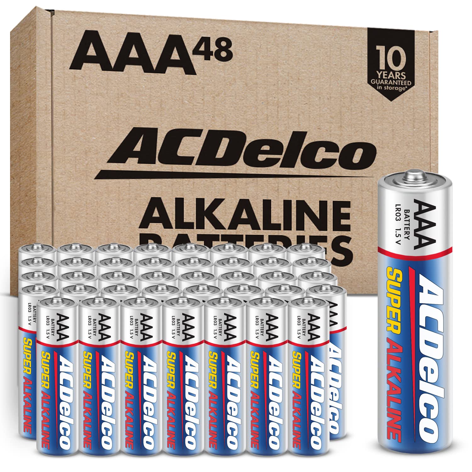 ACDelco 48-Count Triple AAA Batteries, Maximum Power Super Alkaline Battery, 10-Year Shelf Life