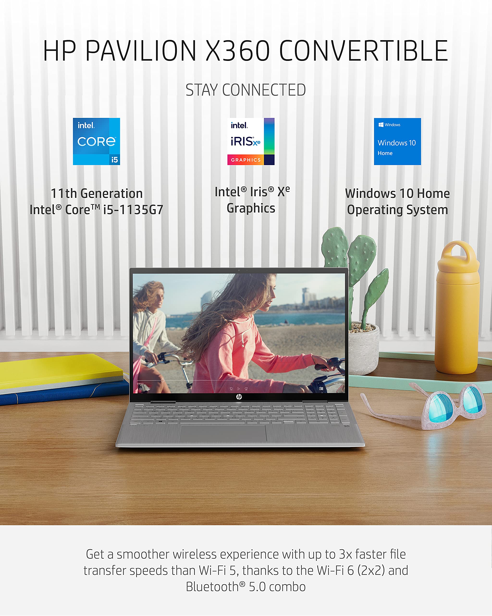 HP Pavilion x360 15.6 inch 2-in-1 Laptop PC, 11th Gen Intel Core i5-1135G7, 12 GB RAM, 256 GB SSD Storage, Full HD IPS Micro-Edge Display, Windows 10 Home, HD Webcam, Audio by B&O (15-er0010nr, 2021)