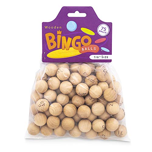 75 Natural Wood 7/8 Inch Bingo Balls -Wood Balls for Bingo Cages and Raffles - Compatible with Cages from Most Major Brands