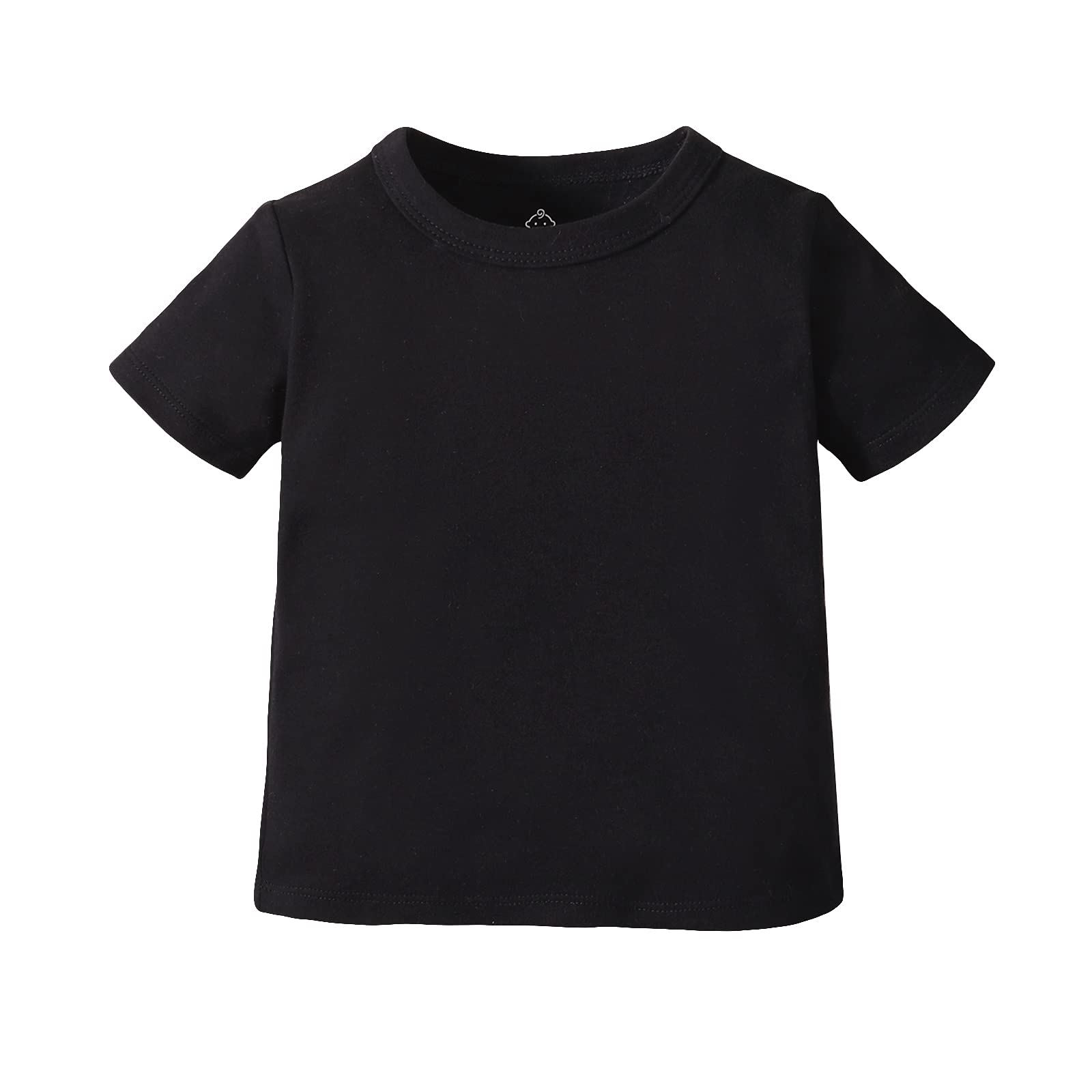 OPAWO Unisex Infant Baby Crew Neck T-Shirt 4 Pack Short Sleeve Solid Color Tees for Boys Girls (Black/White/Gray/Red, 12-18 Months)