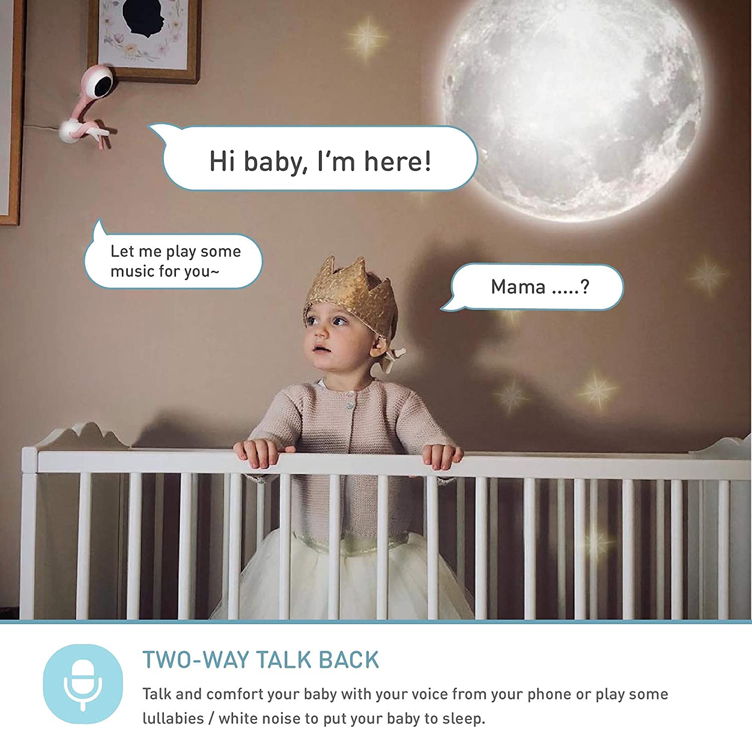 Lollipop Baby Monitor with True Crying Detection (Cotton Candy) - Smart WiFi Baby Camera - Camera with Video, Audio and Sleep Tracking Bundled with Portable Pacifier Holder