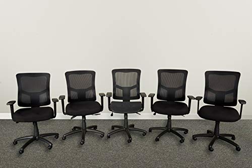 Alera ALEELT4214F Elusion II Series 275 lbs. Capacity Mesh Mid-Back Swivel/Tilt Chair with Adjustable Arms - Black