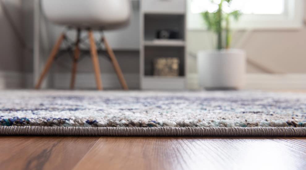 Unique Loom Trellis Frieze Collection Area Rug - Geometric (4' x 6', Blue Multi/ Ivory)
