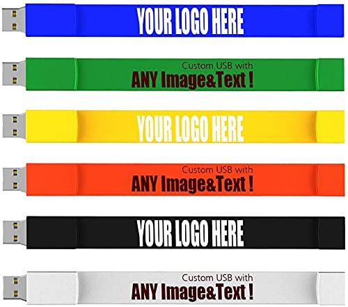 MEINAMI Customised Wristband USB Flash Drive Personalised Silicone Memory Stick, Custom Thumb Drive with Logo Printed 4GB 50 Pack
