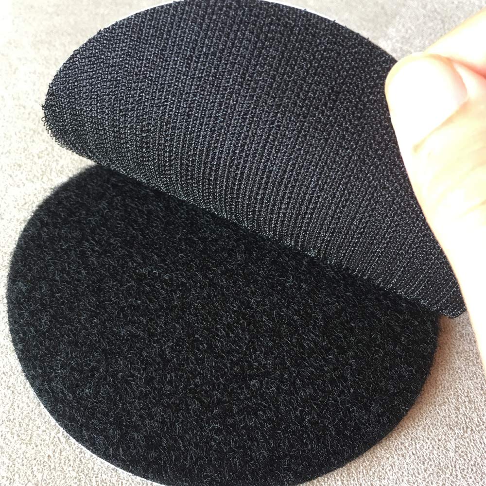 Bigger Round Size Self Adhesive 6 Pack 4 inch Hook Loop Tape Dots with Super Sticky Back Mounting Tape Removable Perfect for Home or Office (4 inch Diameter, Black)