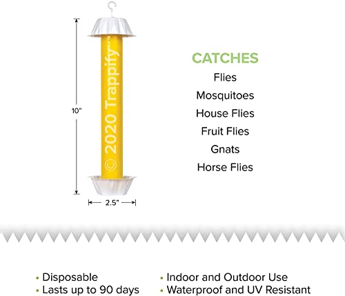 Trappify Hanging Fly Traps Outdoor: Fruit Fly Traps for Indoors | Fly Catcher, Gnat, Mosquito, & Flying Insect Catchers for Inside Home - Disposable Sticky Fly Trap for Indoor House Pest Control (2)