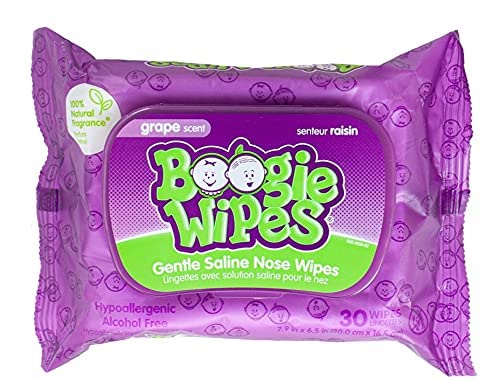 Baby Saline Wipes by Boogie for Face, Body & Nose, FSA/HSA Eligible, for Baby and Kids Made with Natural Saline, Grape Scent, 180 Count (Pack of 6)