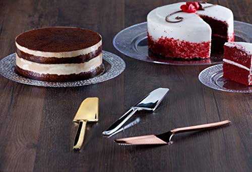 amscan Studio SILVERSMITHS Plastic Cake Server Set | Polished Silver | Pack of 2 Serving Utensils, 2 Count (37235)