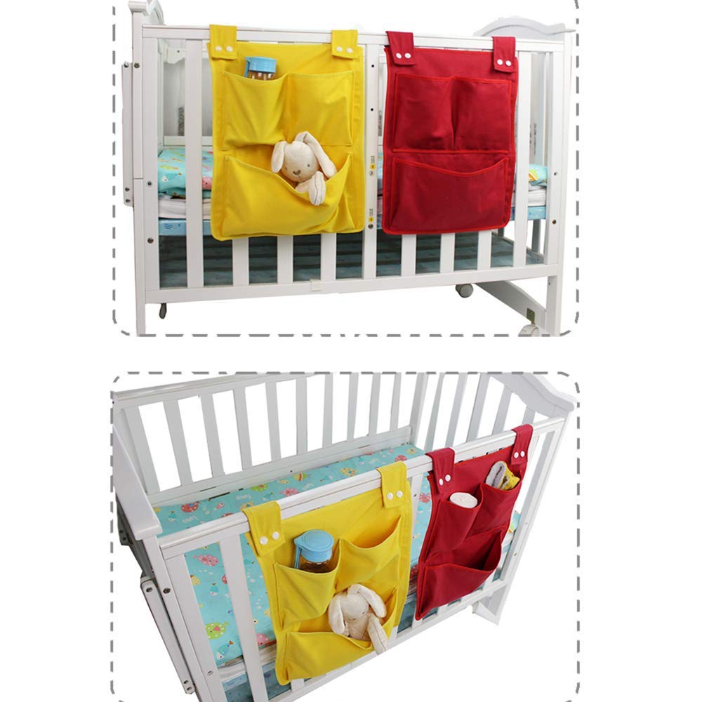 SiyuXinyi Pockets Bedside Storage Bag Caddy Hanging Diaper Organization for Baby Essentials, Hang on Crib, Practical hanging storage bag,Suitable Dormitory, double bed, Bedside storage!(red)