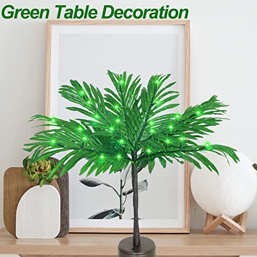 23In Lighted Palm Tree Table Decor, Tropical Artificial Palm Tree Lights Branches Battery USB Powered, LED Mini Light Up Palm Tree Decor Table Centerpiece for Luau Summer Hawaiian Party Tiki Bar Home