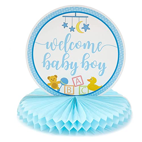 6 Pack Boy Baby Shower Table Decorations, Yellow Duck Honeycomb Centerpieces (8.25 x 7.5 in)