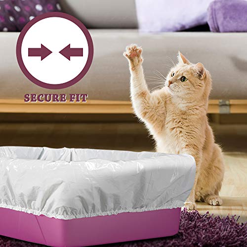 Alfapet Cat litter box liners, Elastic bags liners, 20 Count For Large, X-Large, Giant, Extra-Giant Size litterbox- With Sta-Put Technology for Firm, Easy Fit- Quick + Clever Waste Cleaners, Pack of 2