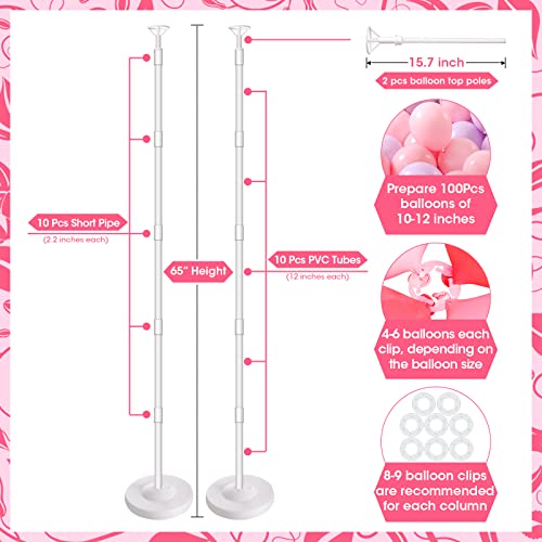 HeyMate Balloon Column Stand Set of 2-65 inch Balloon Stand for Baby Shower, Birthday Party, Wedding, Graduation, Christmas Decorations