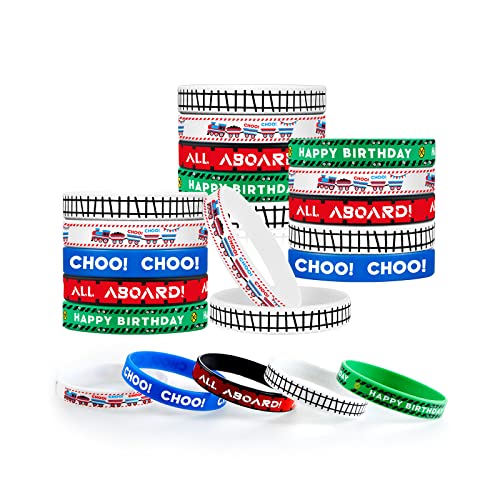 40 Pcs Train Rubber Bracelets Train Party Favors Railroad Traffic Rubber Wristbands Train Birthday Party Supplies Railway Silicone Bracelets Train Birthday Party Decor for Kids Girls Boys Birthday