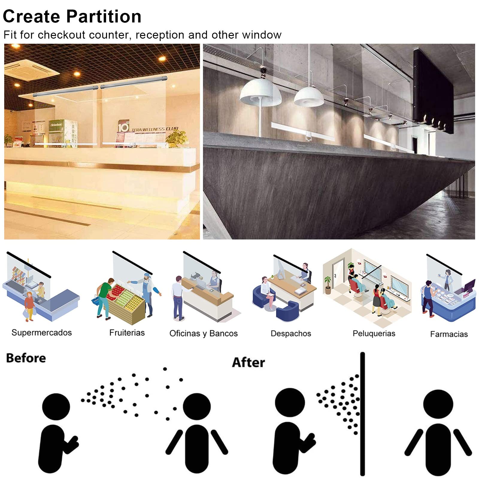 LXLZYXSF Clear Plastic Roller Shade for Supermarket Vegetables Display Cabinet/Commercial Refrigerated Upright Refrigerators, Counter Partition Blind with Handle (Size : W60cmxH150cm)