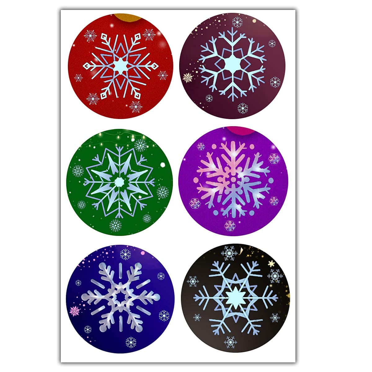 Remarkable Snowflake Christmas Stickers, 2 Inch Round Christmas Snowflake Sealing Labels Decals, Snowflake Holiday Sticker for Envelopes Bags Seals Decorations (504 Pcs)