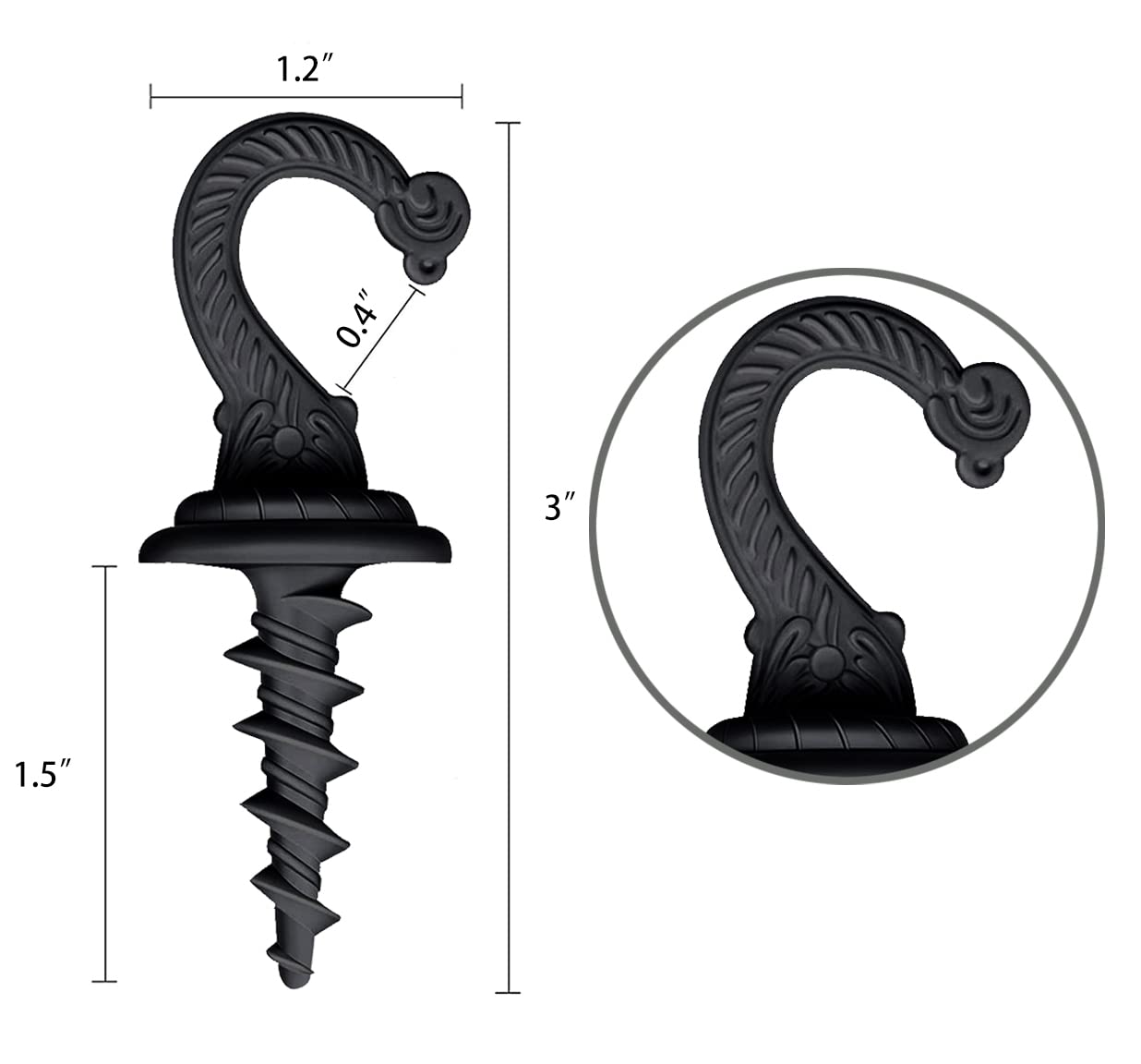 diplambr Swag Driller Hooks Heavy Duty Swag Hook Ceiling Hook Wall Hook Indoor Outdoor for Hanging Plants Chandelier etc. (2, Black)