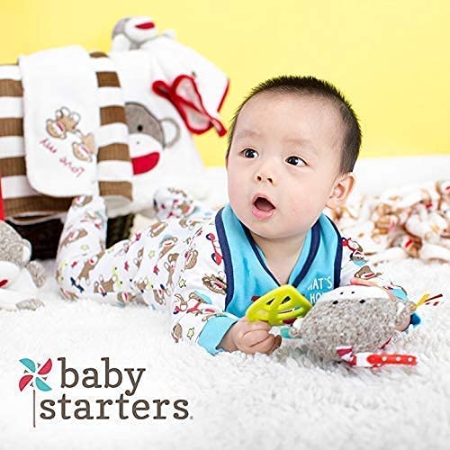 Baby Starters Super Soft Sock Monkey Baby Blanket for Newborns and New Moms (Ivory and Red, 30"x40")
