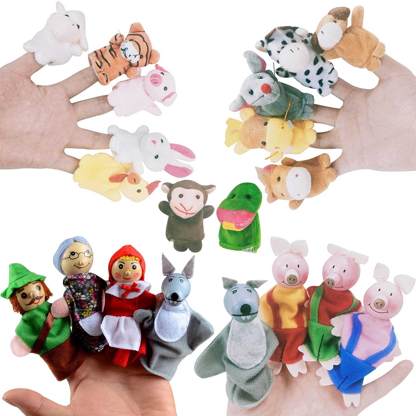 20PCS Finger Puppets - Finger Puppets for Toddlers 1-3 with Storytelling and Playtime Fairy Tales with Mini Stuffed Animals Plush Cartoon Puppet Theater Puppets for Kids, 3 inches