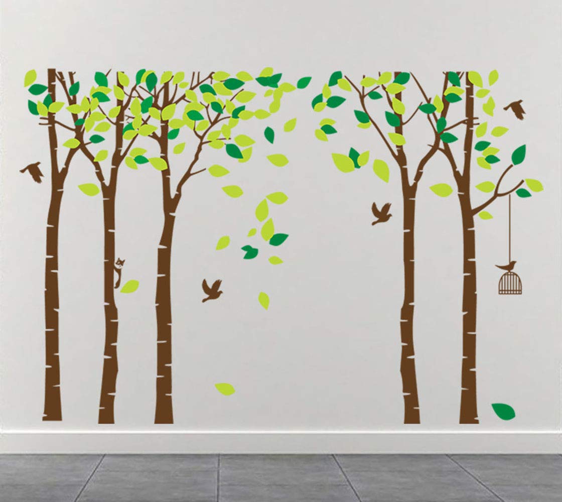 ANBER Giant Jungle Tree Wall Decal Removable Vinyl Sticker Mural Art Bedroom Nursery Baby Kids Rooms Wall Décor (Brown and Green)
