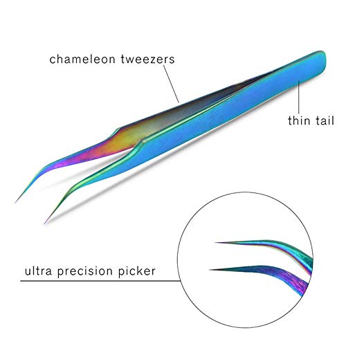 1pcs Curved Straight Stainless Steel Tweezers Eyelash Extensions Nail Art Rhinestones Pick Up Rainbow Nipper Makeup DIY Tools (1#)