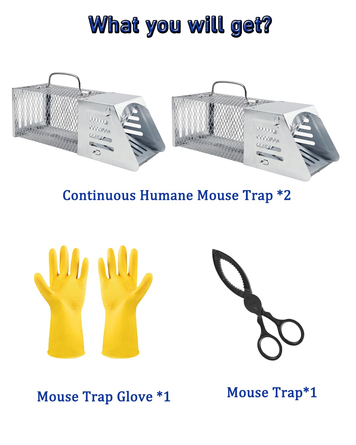 2 Pcs Humane Mouse Traps No Kill,Combined Automatic Continuous Rat Traps Cage, Extended Metal Rat Trap,Sensitive Pedal Trigger, Easy to Set Mice Catcher for Indoor and Outdoor