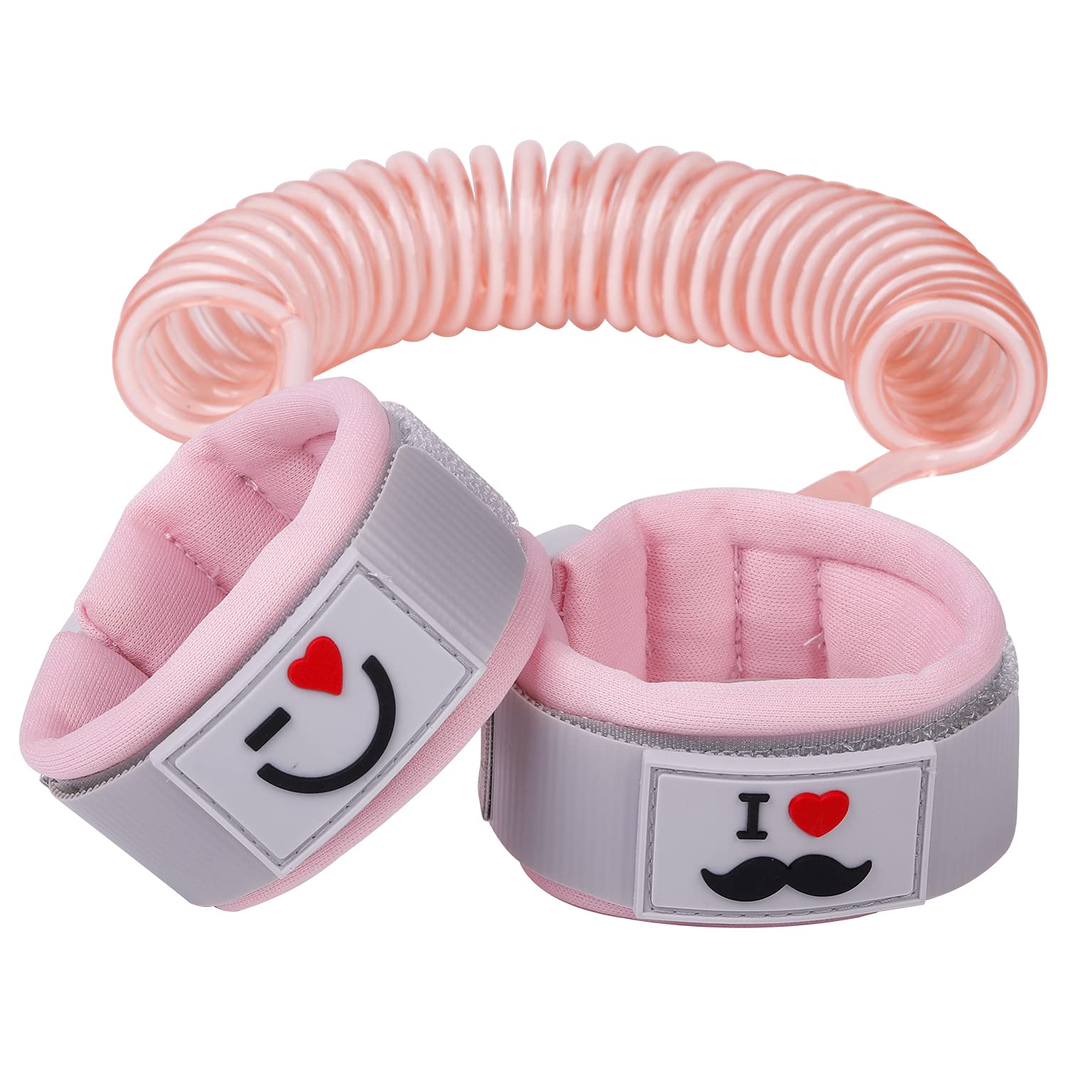 HUGVIDAS Anti-Lost Wrist Strap, Child Safety Belt with Key Lock, Breathable Toddler Traction Belt, Anti-Lost Wrist Strap (Pink 2, 2M/6.5Ft)