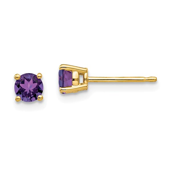 14K White Gold 7mm Purple Amethyst February Birthstone Stud Earrings