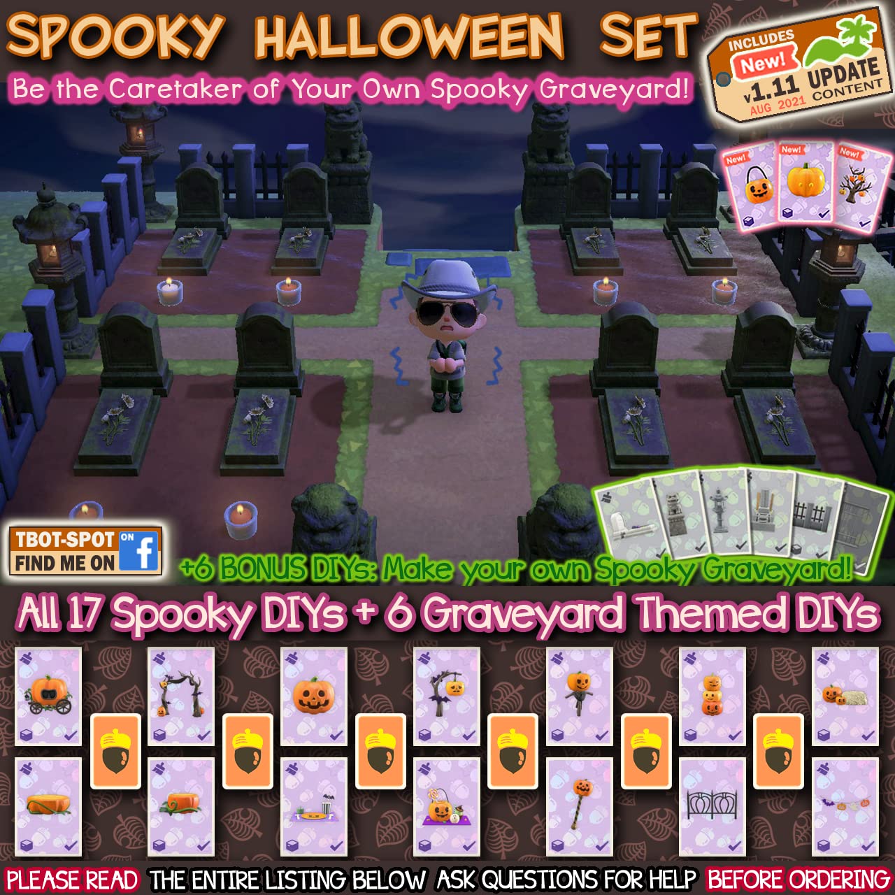 ACNH: Spooky Series Mega Set | 23 DIY Recipes | Halloween Items | Crafting Materials | Includes 1.11 Update Content