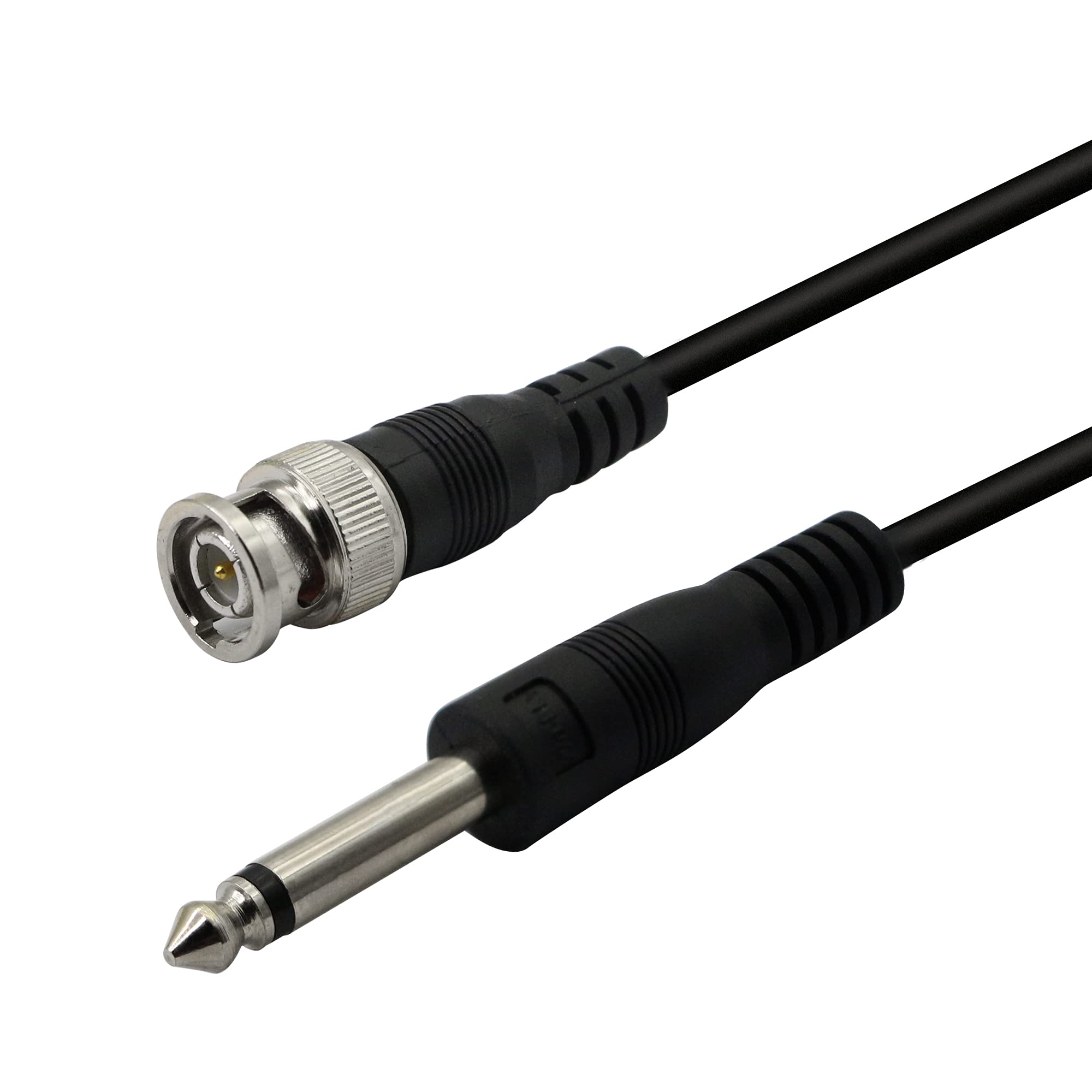 PNGKNYOCN BNC Male to 6.35mm 1/4 Inch Male Audio Cable,TS Mono Plug to BNC Plug Bidirection Connector Cable for CCTV DVR Camera Antenna Radio Etc.(2M)
