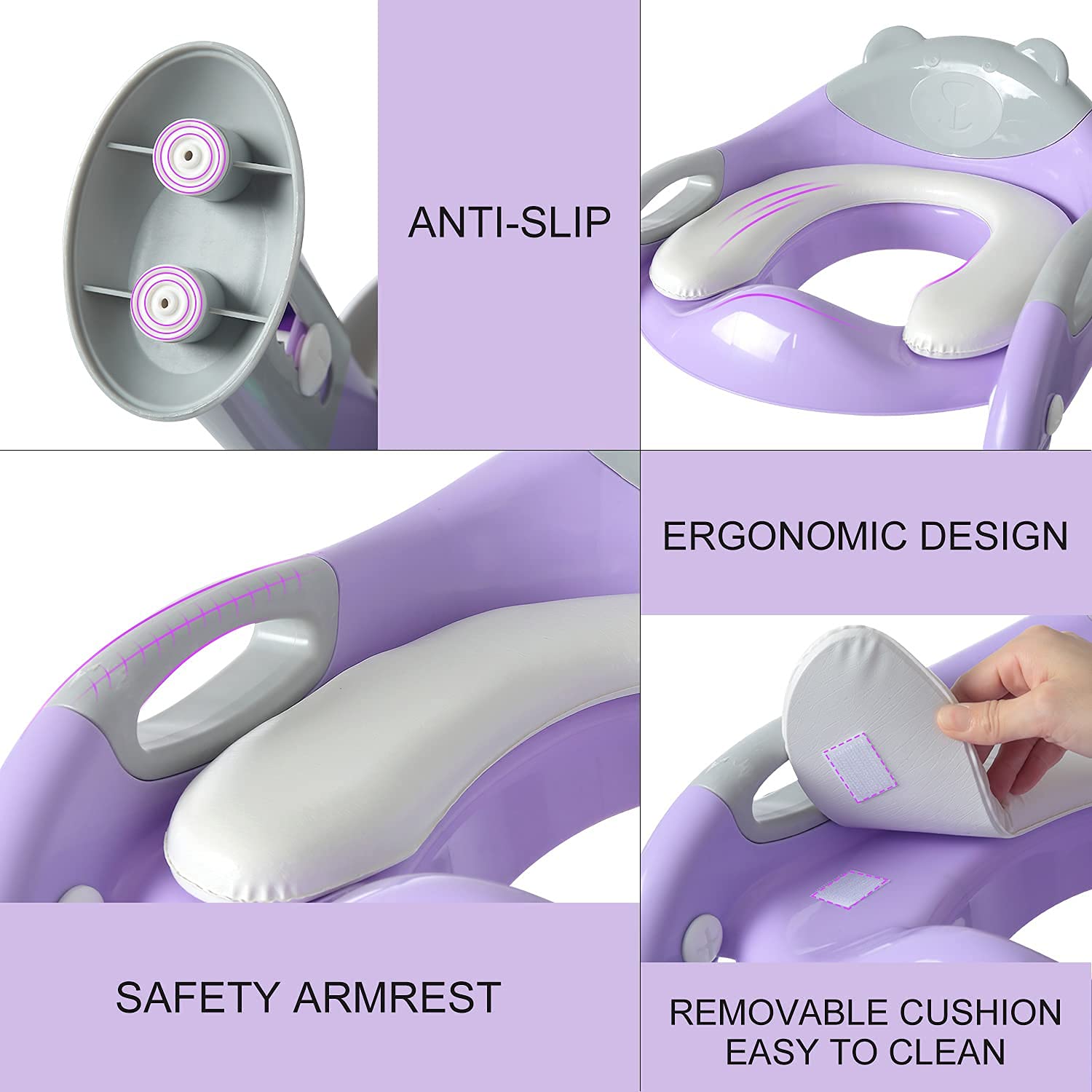 Potty Training Seat Ladder Girls,Toddlers Potty Training Toilet Seat Boys,Kids Potty Seat Potty Chair with Step Stool Fedicelly(Gray/Purple)