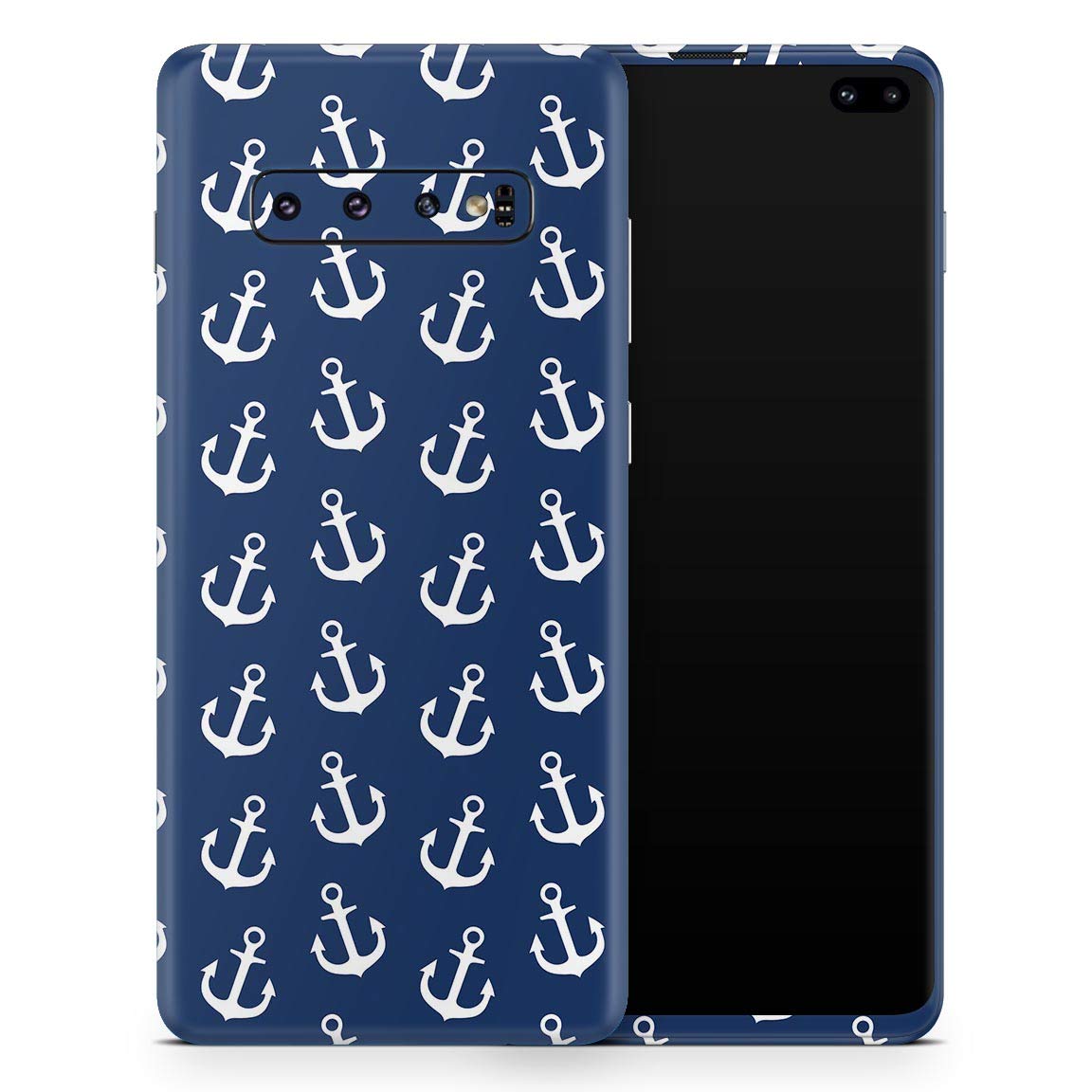 DesignSkinz Navy and White Micro Anchors Protective Vinyl Decal Wrap Skin Cover Compatible with The Samsung Galaxy S20 (Screen Trim & Back Glass Skin)