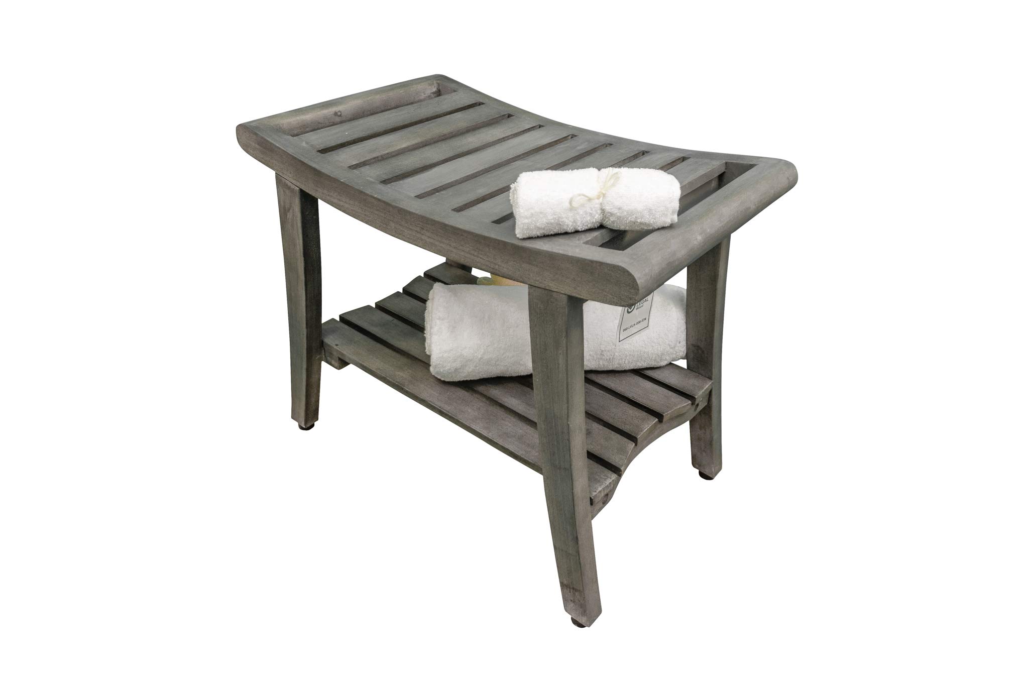 24 Inch, Gray, Teak Shower Bench, Teak Shower Stool, Teak Bench Shower, Teak Shower Seat, Teak Wood Shower Bench, Teak Shower Bench for Inside Shower, Teak Shower Chair