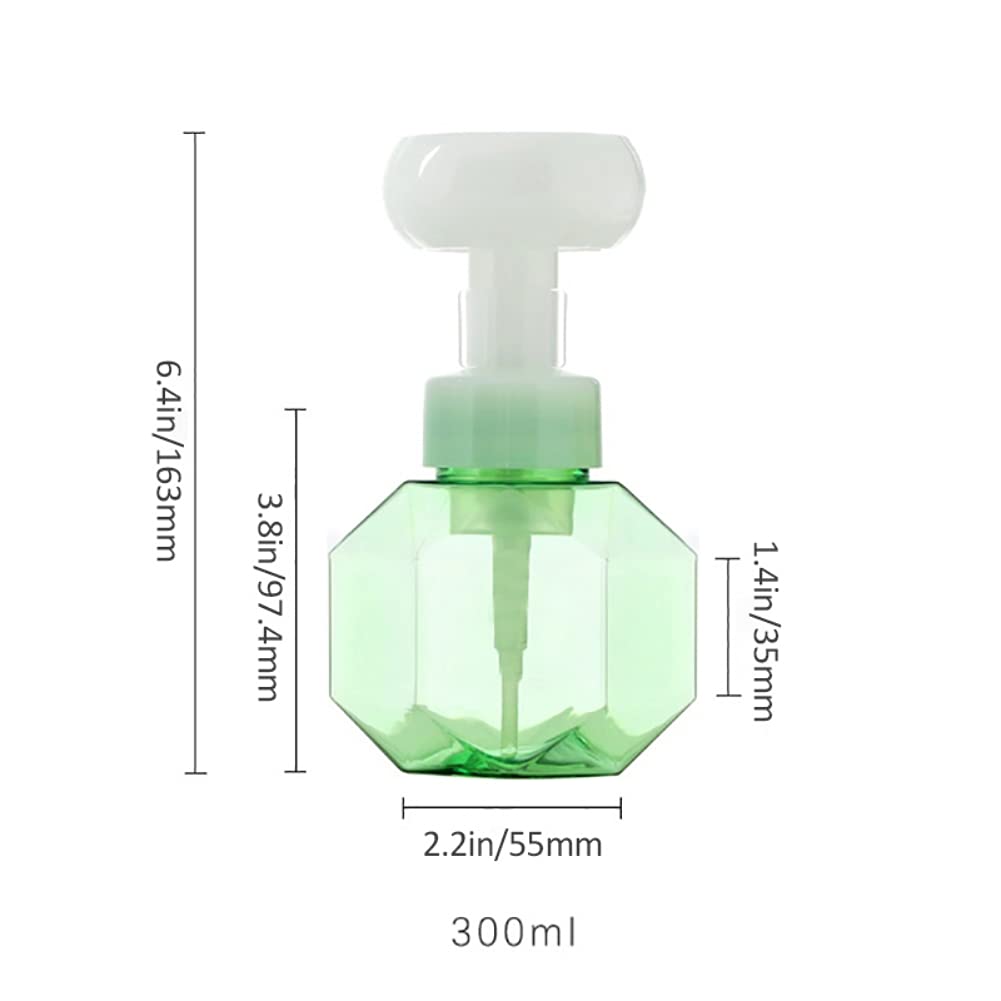 hwojjha Foaming Soap Dispenser,300ml (10oz) Flower Foaming Bottle Empty Foam Liquid Hand Soap Containers BPA Free Plastic Press Bottles for Kitchen and Bathroom (Foaming Soap Only) (Blue)
