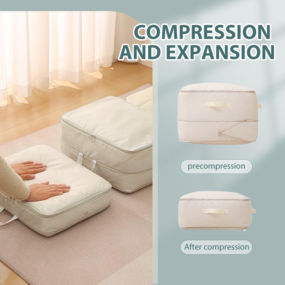 2024 New Ultra Space Saving Self Compression Organizer, Upgrade Space Saver Quilt Compression Storage Bag, Premium Comforter Storage Bag Packaging Cube Bedding Storage Bag (Grey, XL - 54 * 42 * 50cm)