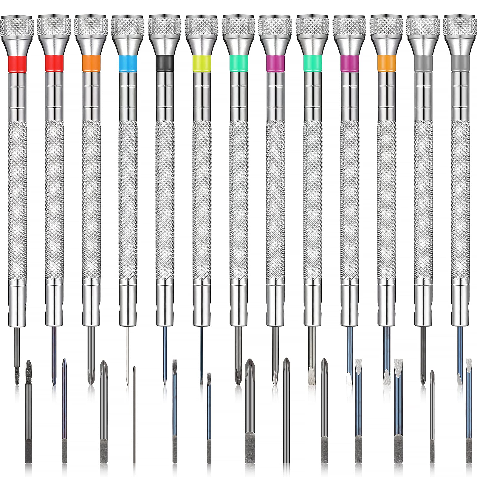 13 Pieces Micro Precision Watch Screwdriver Set Small Screwdriver Kit 0.6-2 mm with 13 Extra Replace Blades Watch Flathead Repair Link Tool for Watch Eyeglasses Jewelry Work Electronics Repair