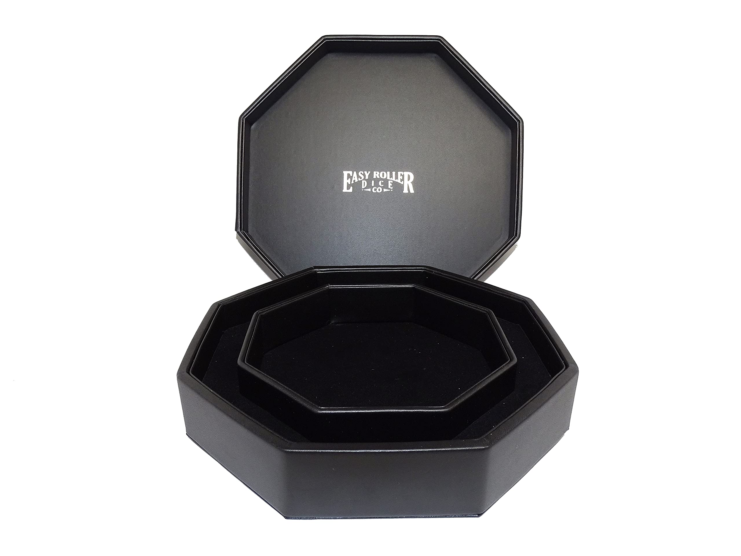 8 Inch Dice Tray with Lid and Dice Staging Area Tabletop Dice Games (Raven)