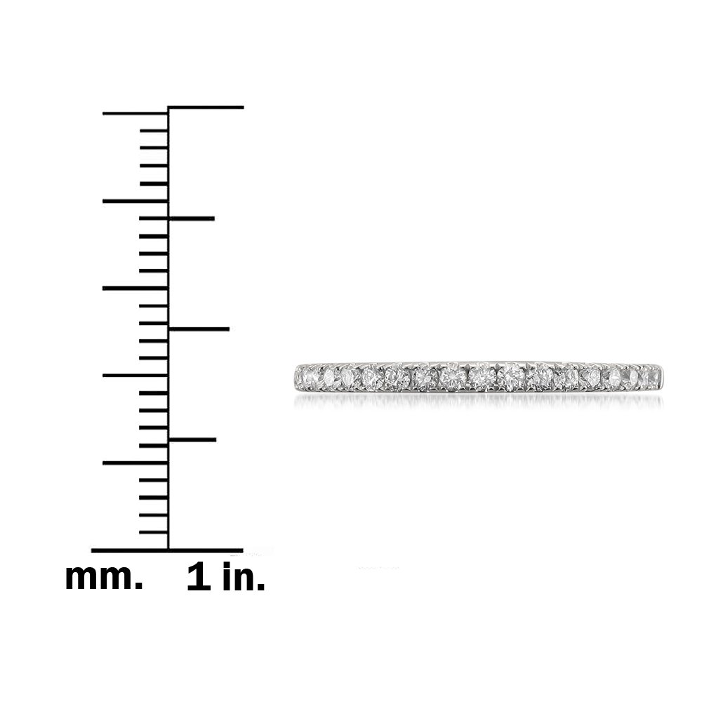 14k White Gold Round Diamond Micro-Pave Wedding Band (1/4cttw, H-I Color, VS2-SI1 Clarity), Size 4